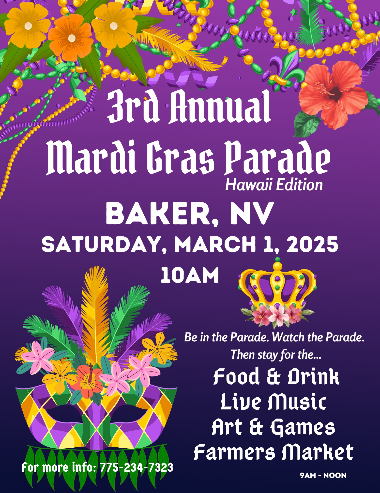 3rd Annual Mardi Gras Parade in Baker - Welcome To Ely